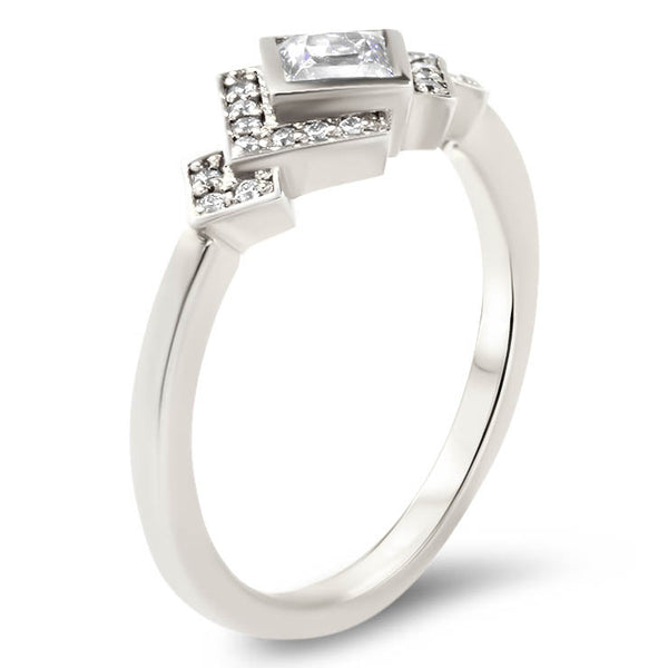 Princess Cut Bezel Set Engagement Ring Diamond Setting Kite Set Stone ...