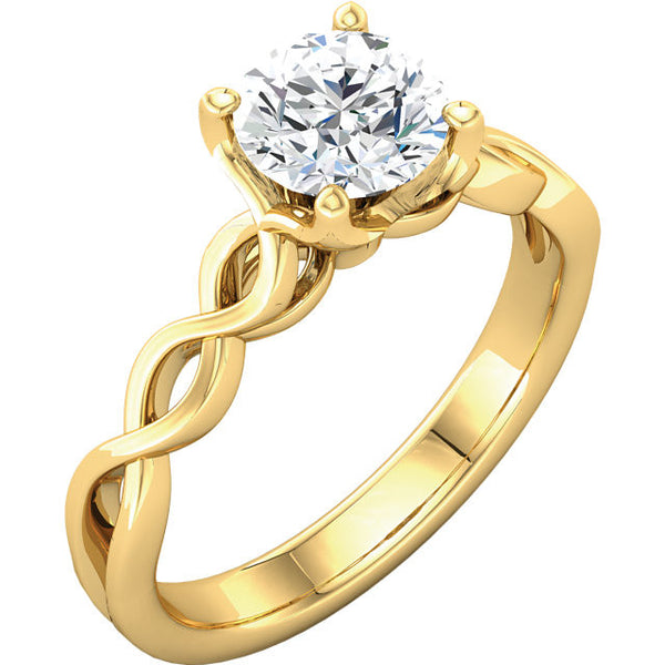 Twisted Band Solitaire Moissanite Engagement Ring